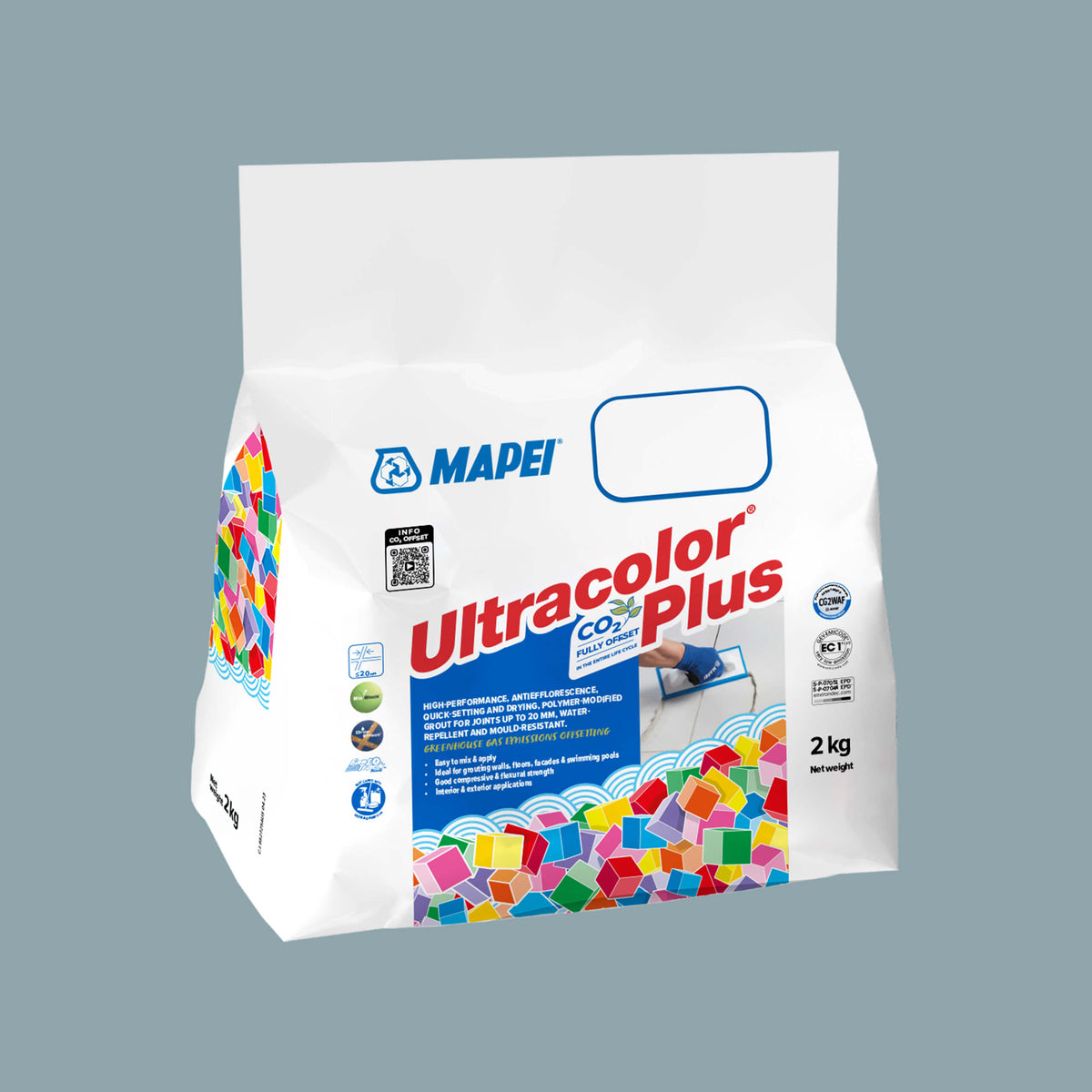 Mapei Grout Ultra Color Plus Alu 176 2Kg Green Grey