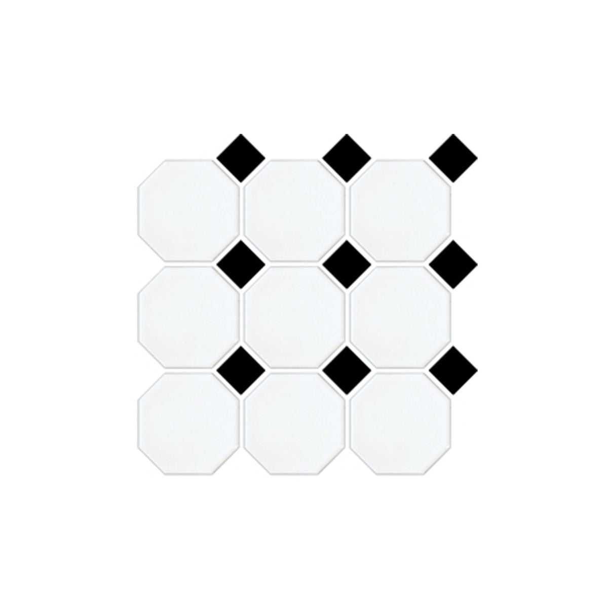 Octagon Mosaic Square 97x97mm Porcelain Gloss White