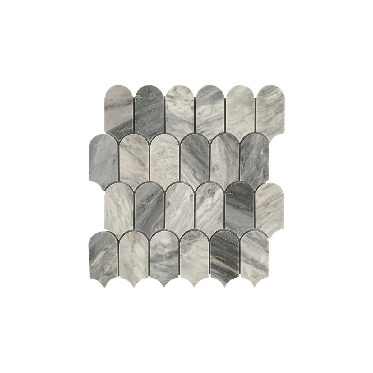 Marble Mosaic Feather 96x48mm Honed Carrara Grey