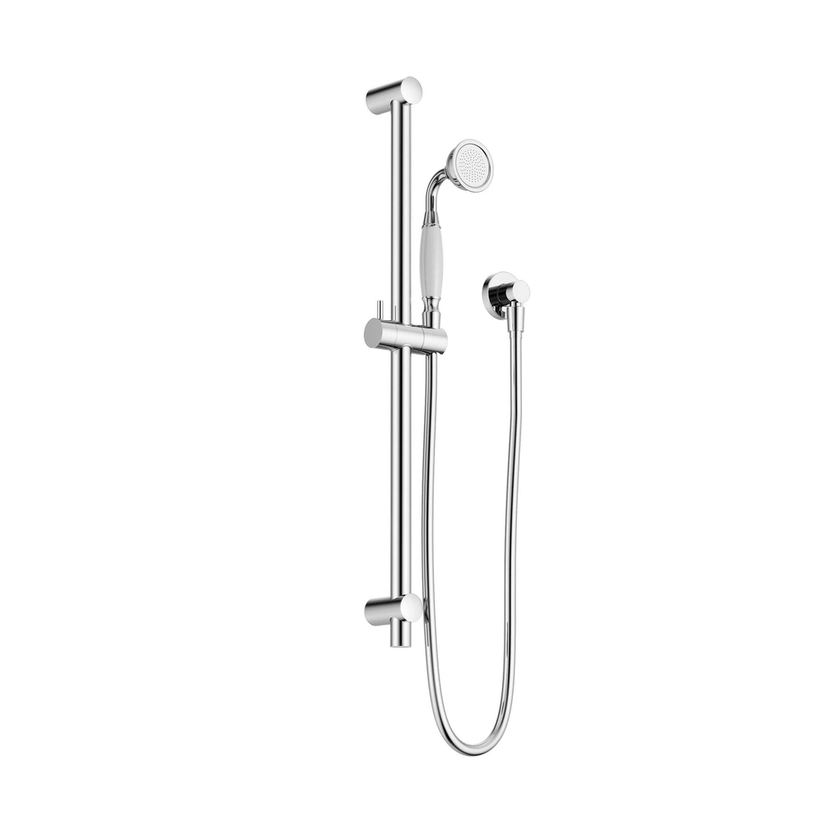 Nero York Shower Rail With White Porcelain Hand Shower Chrome