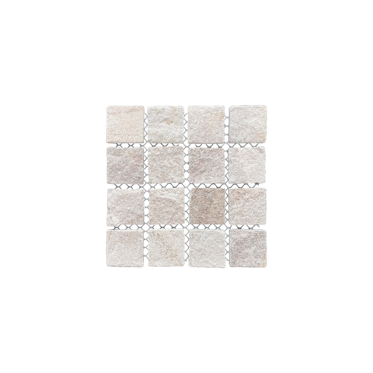 Cobble Stone Net Back Grid 490x490 Flamed White Quartzite Natural Ston