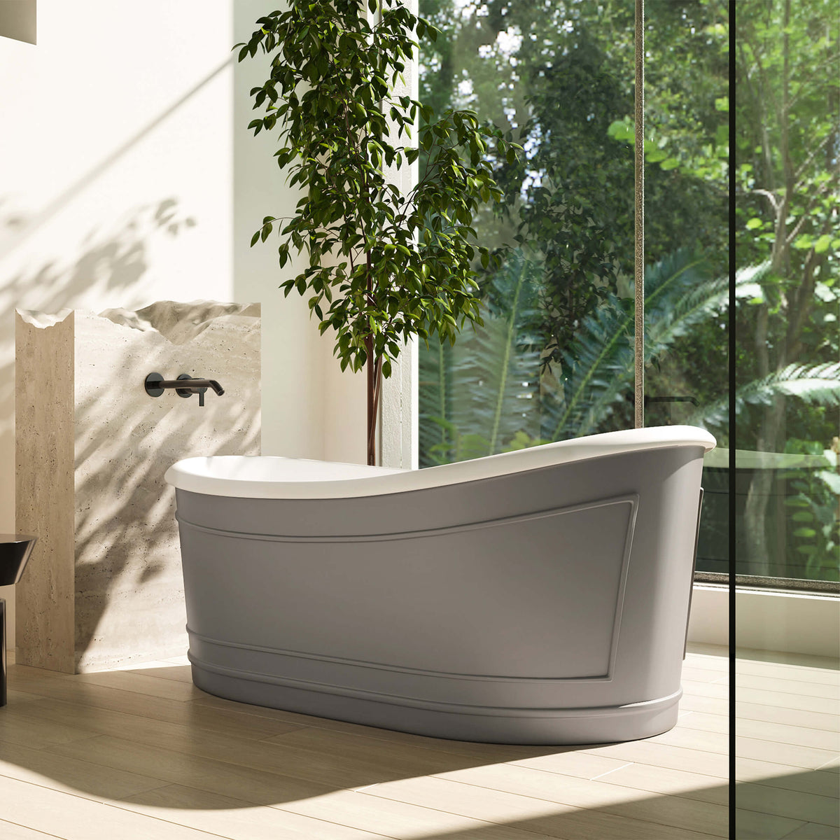 BelBagno Ritz Freestanding Solid Surface Bath 1676mm Matt Grey