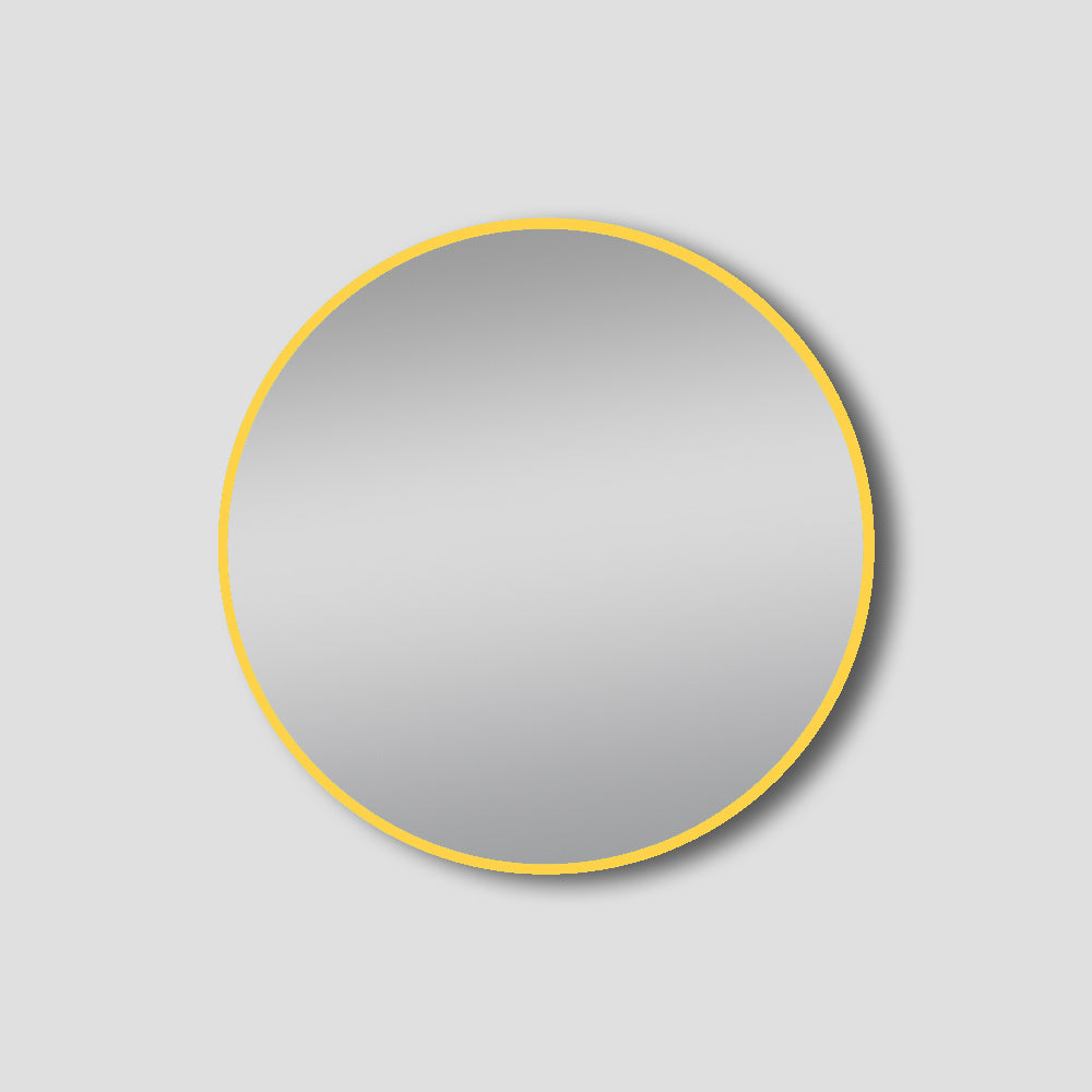 Framed Mirror 600mm Round Brushed Yellow Gold