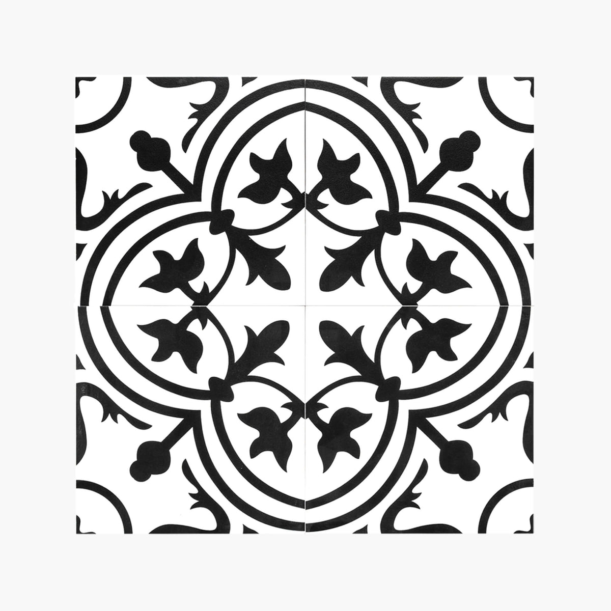 Pattern Tile 200x200 Matt White 2502 Encaustic Look Rectified | Tilemall