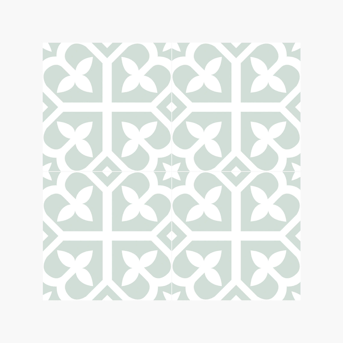 Pattern Tile 200x200 Matt Pale Green Encaustic Look Pressed
