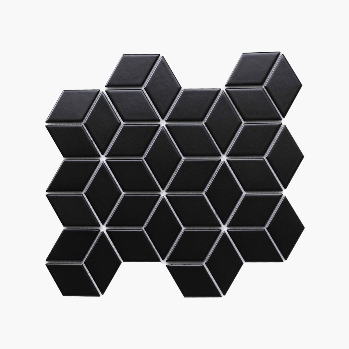 Porcelain Mosaic Diamond Cube 83x48 Matt Black