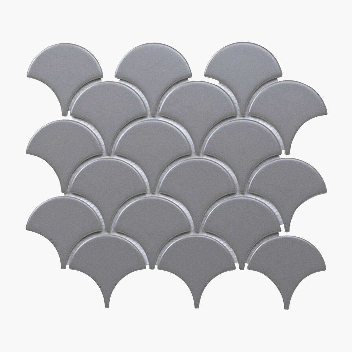 Porcelain Mosaic Fish Scale 75mm Matt Grey